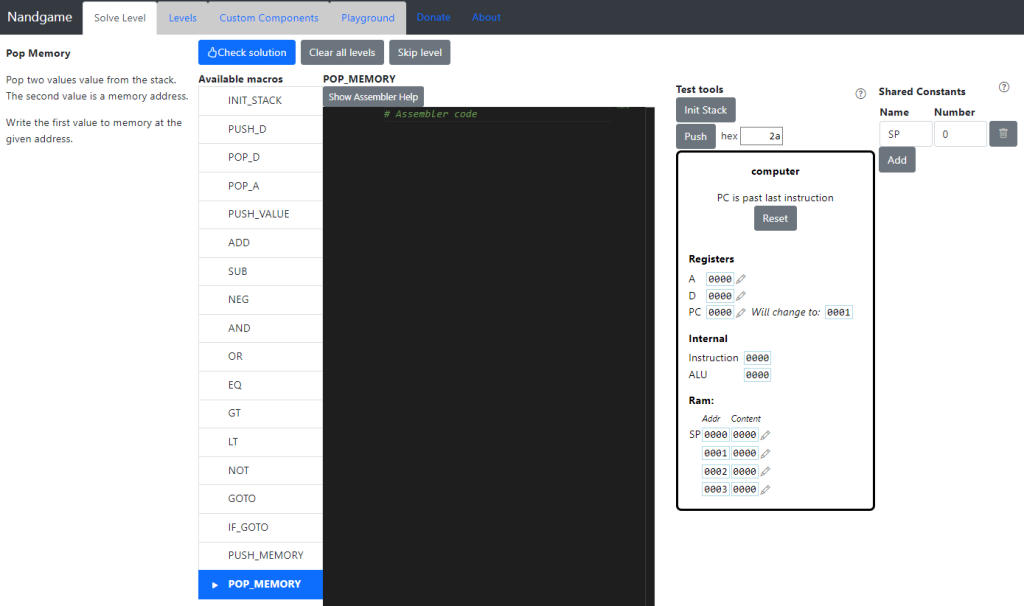 Push Memory、Pop Memory【NandGame編】 | Security Akademeia【セキュリティアカデメイア】